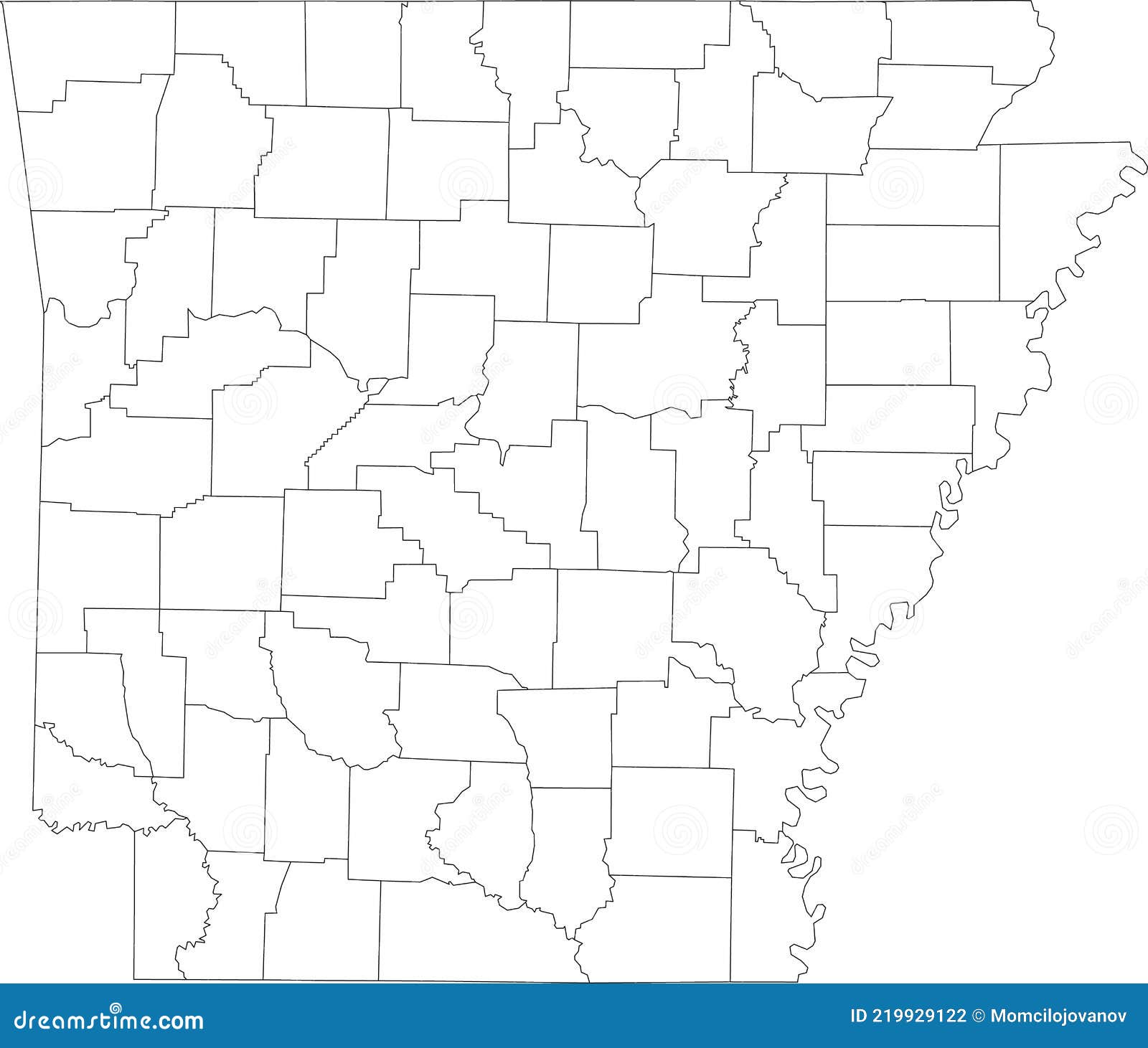 White Counties Blank Map of Arkansas, USA Stock Vector - Illustration ...