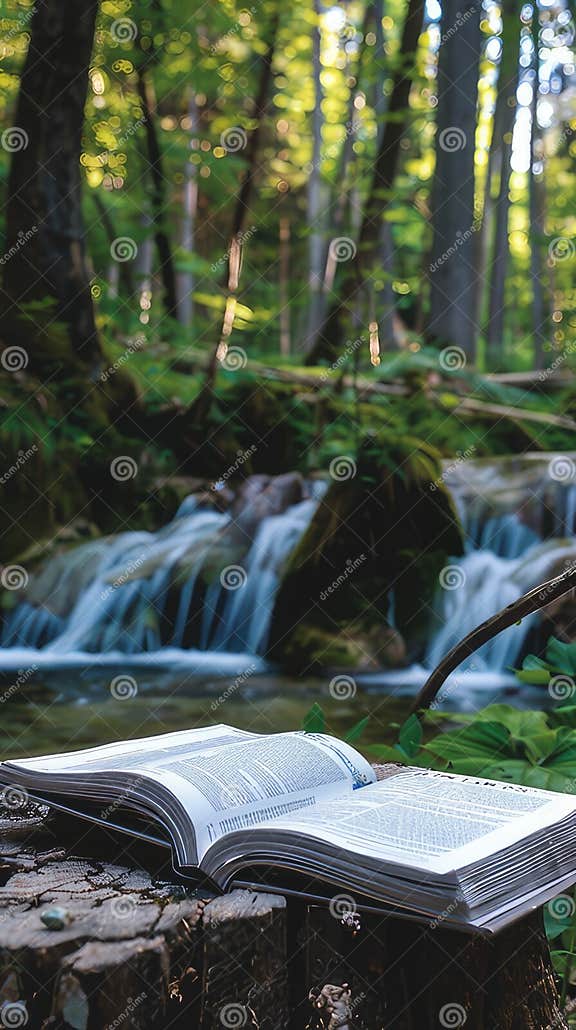 A White-covered Magazine with Blank Pages Open on a Picnic Table in a ...