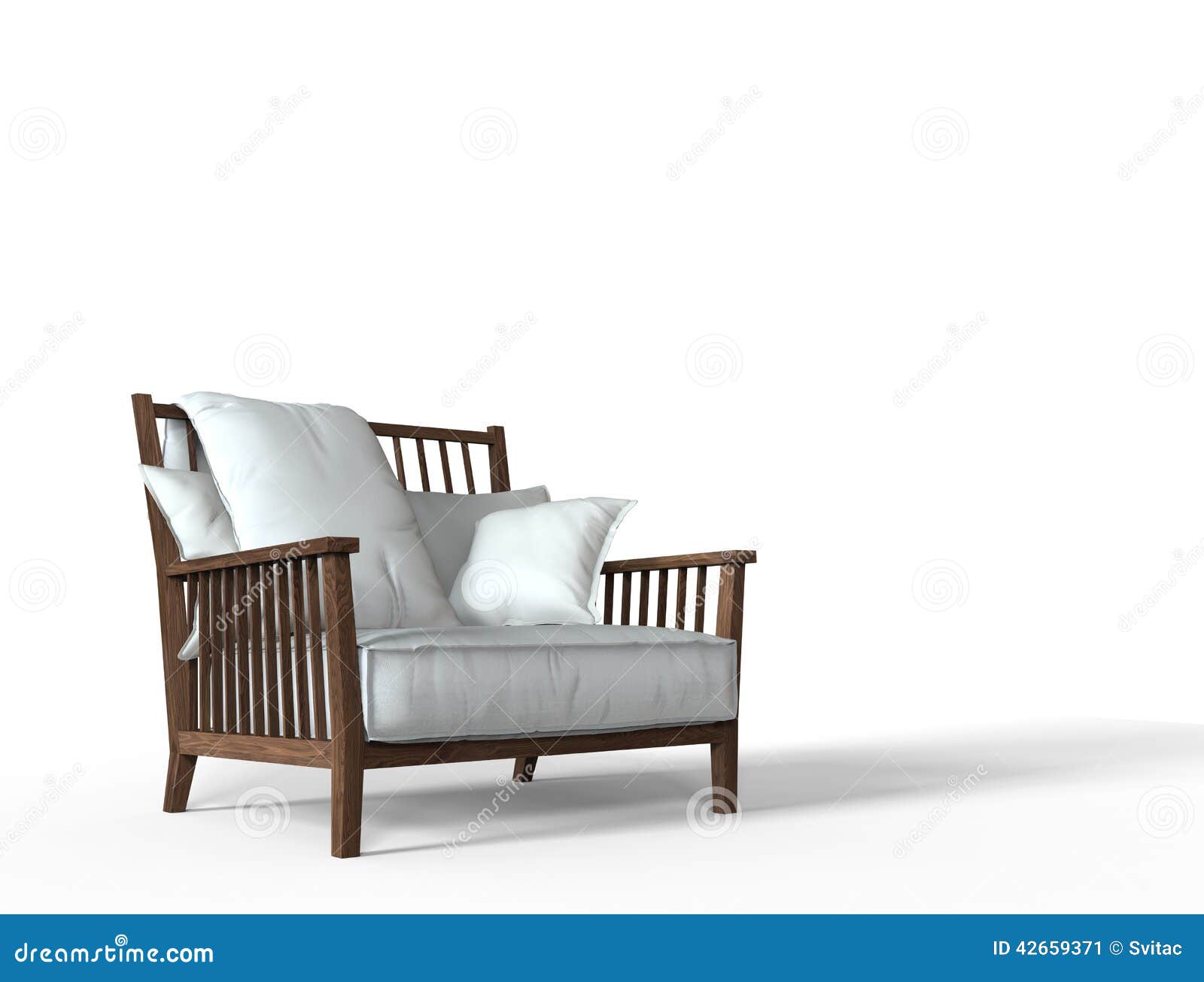 White Cozy Armchair Front Perspective Shot Stock Image - Image of ...