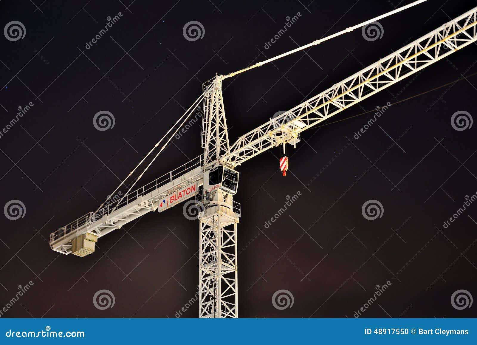 White crane at night stock photo. Image of huge, machine - 48917550