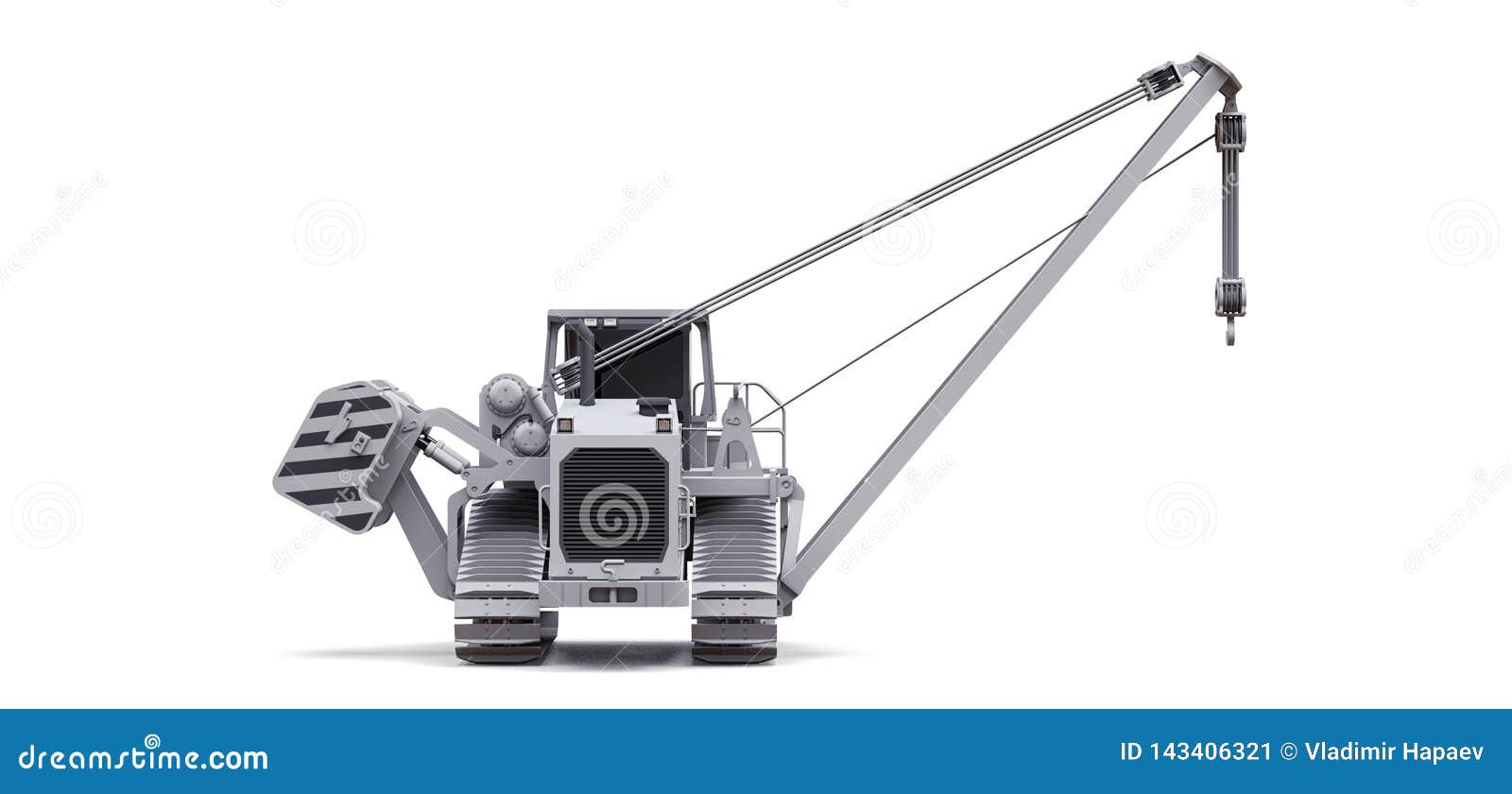 White Crawler Crane With Side Boom. 3d Rendering Stock Image ...