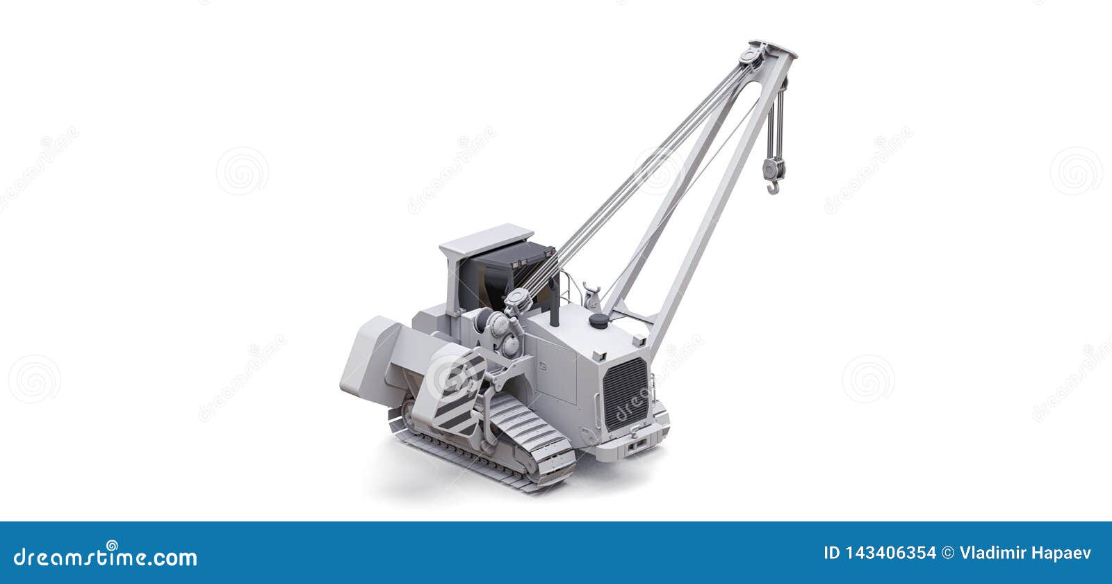 White Crawler Crane with Side Boom. 3d Rendering Stock Illustration ...