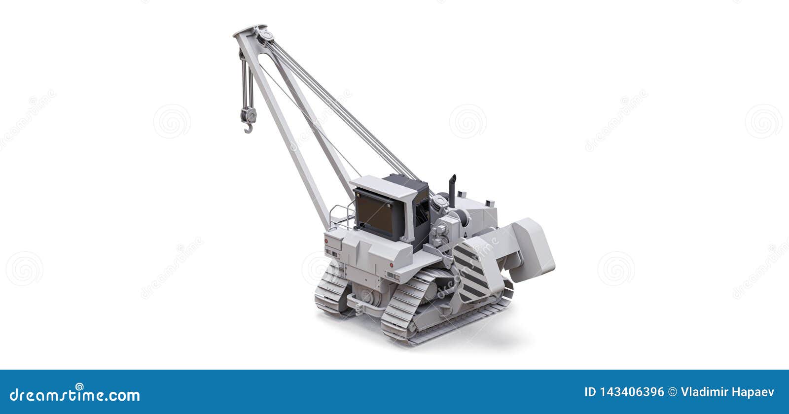 White Crawler Crane With Side Boom. 3d Rendering Stock Image ...