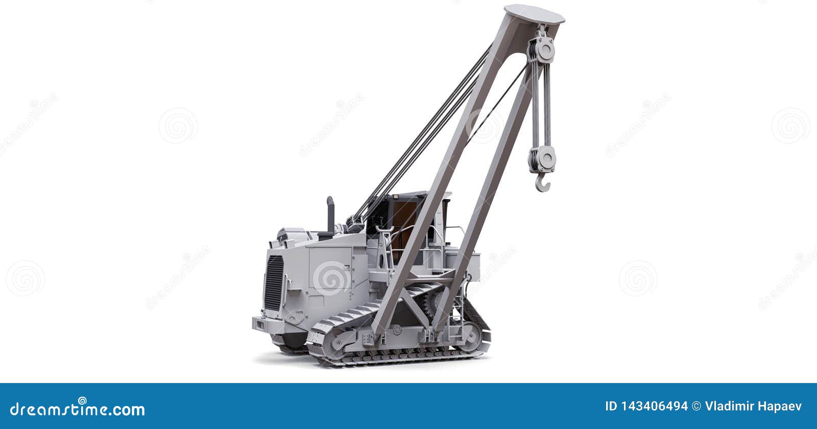 White Crawler Crane with Side Boom. 3d Rendering Stock Illustration ...