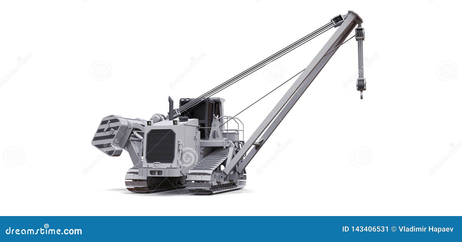 White Crawler Crane With Side Boom. 3d Rendering Stock Image ...