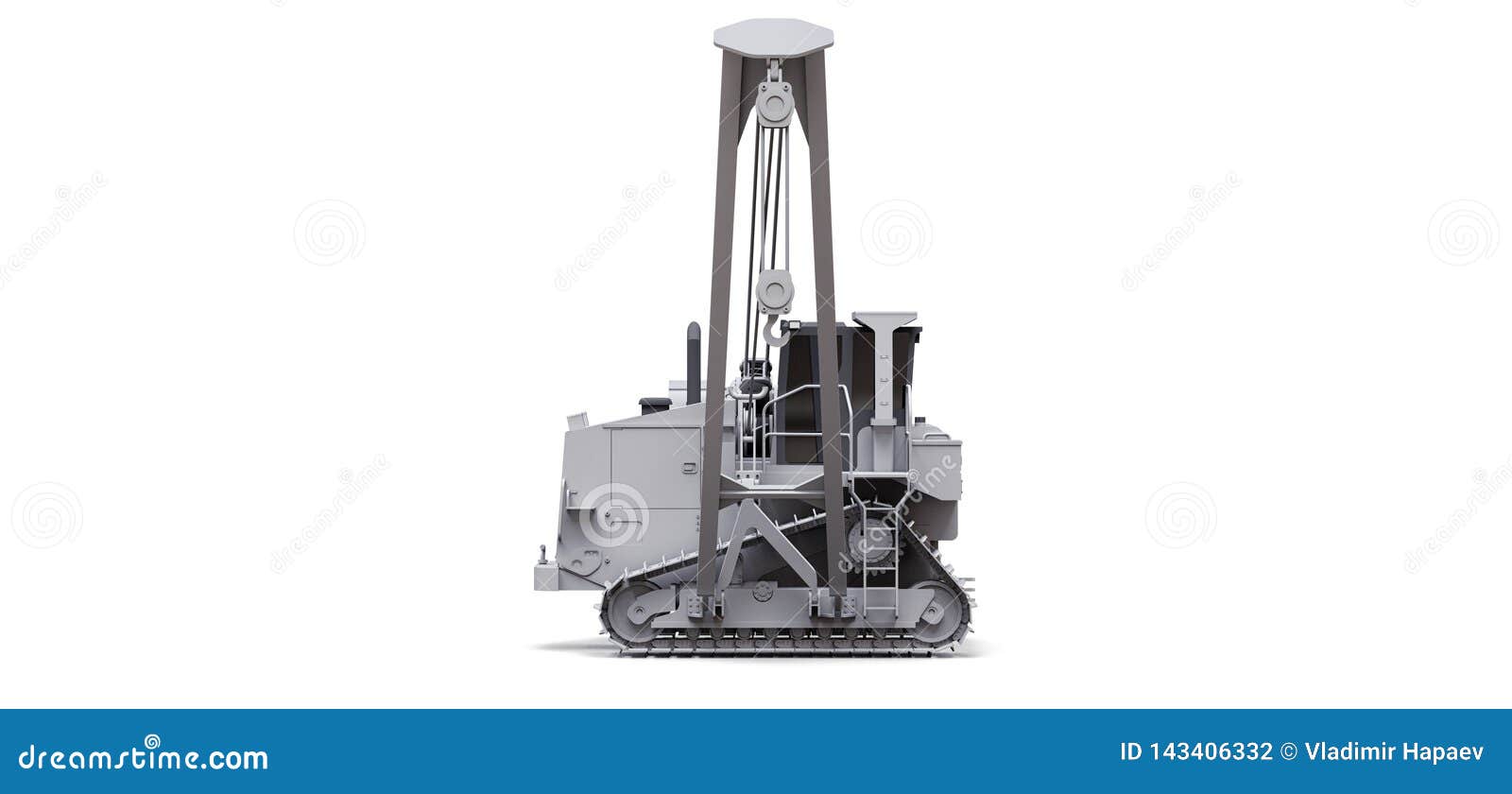 White Crawler Crane with Side Boom. 3d Rendering Stock Illustration ...