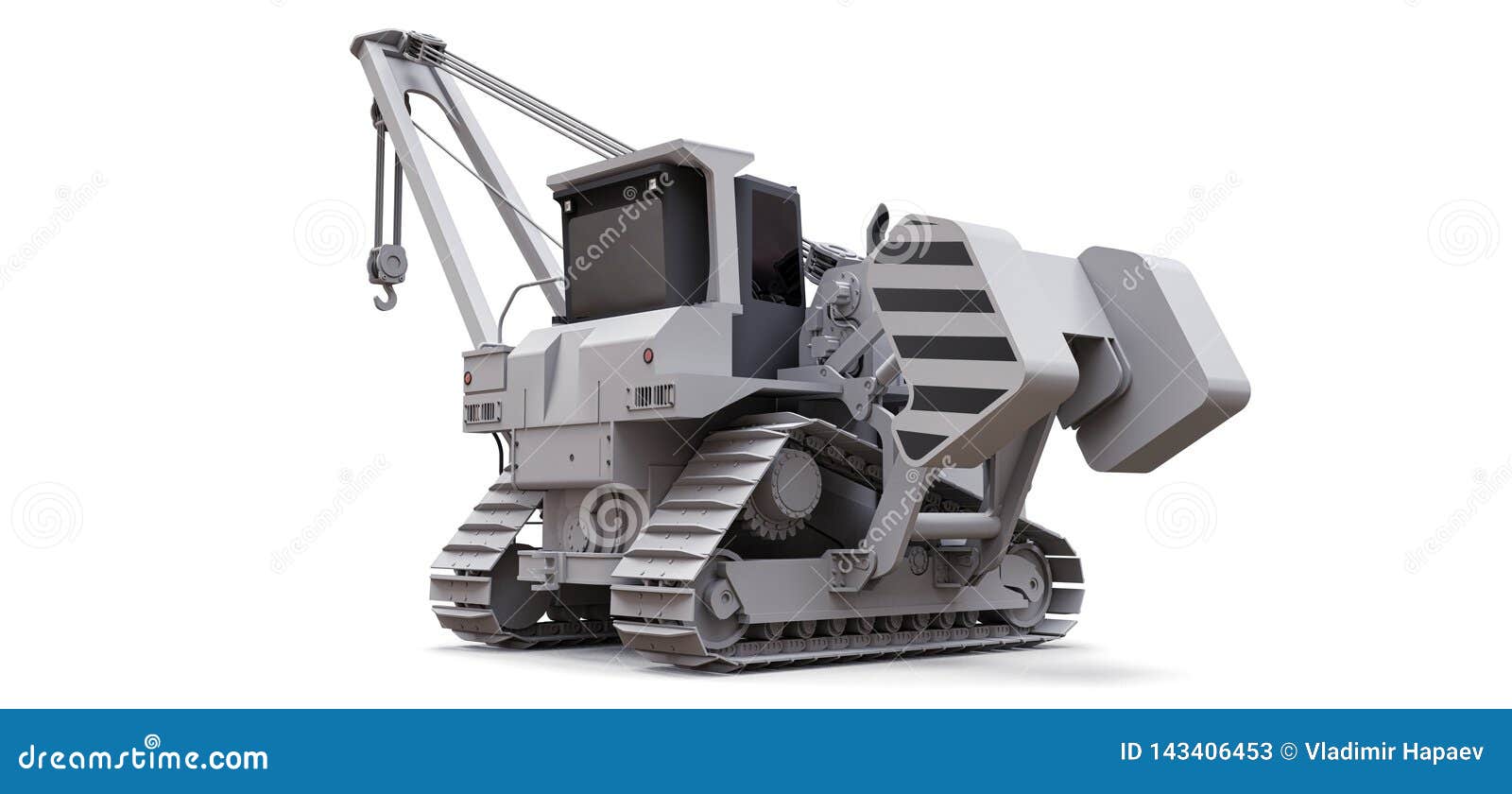 White Crawler Crane With Side Boom. 3d Rendering Stock Image ...