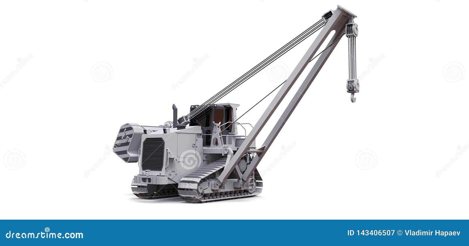 White Crawler Crane with Side Boom. 3d Rendering Stock Illustration ...