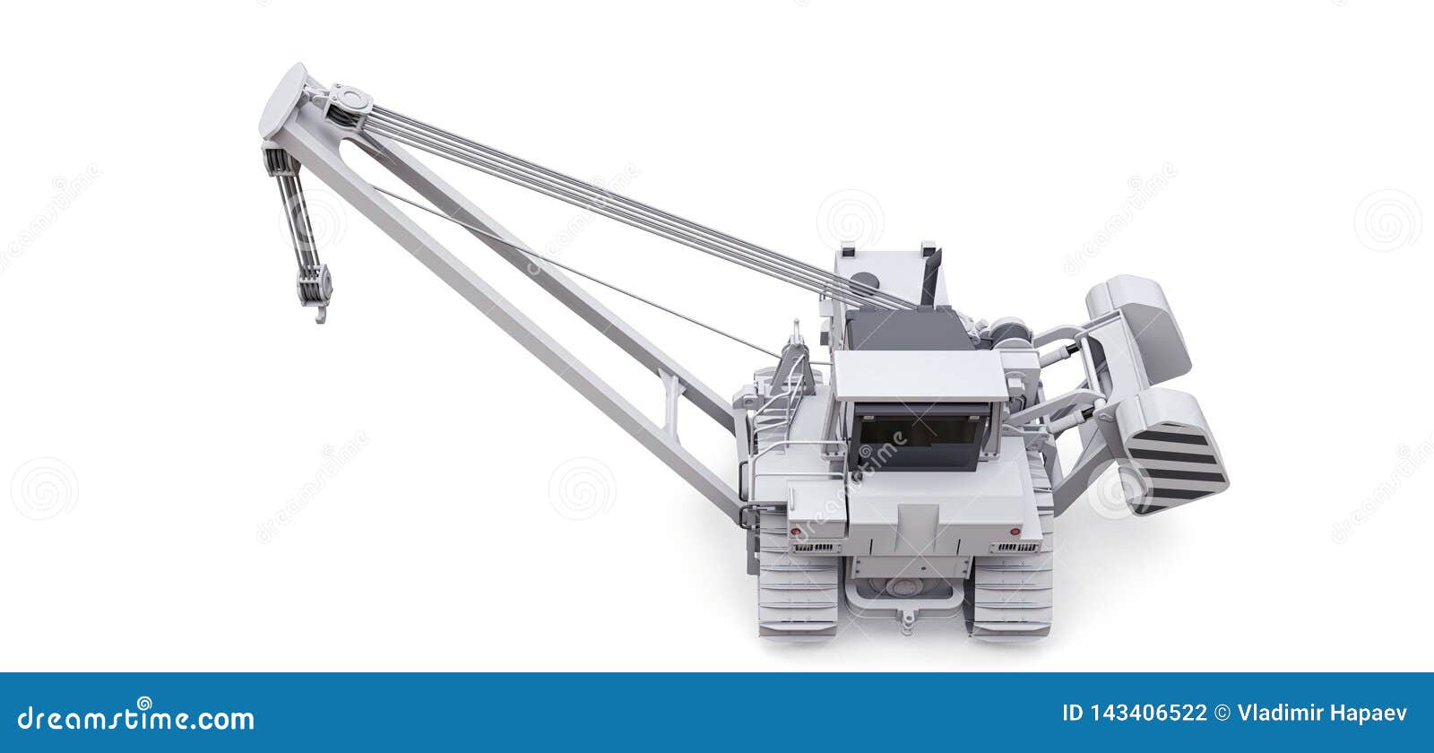 White Crawler Crane with Side Boom. 3d Rendering Stock Illustration ...