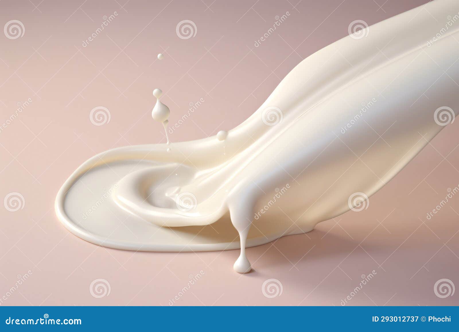 White Cream Fluid Flowing on White and Cream Background Stock ...