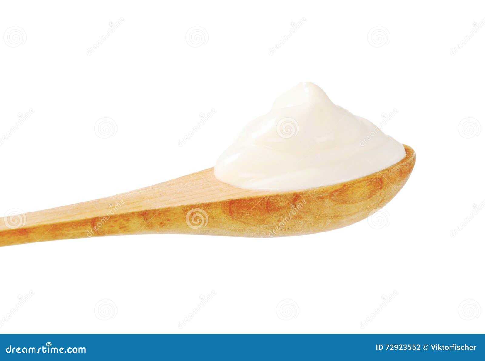 White Cream on a Wooden Spoon Stock Photo - Image of milk, fromage ...