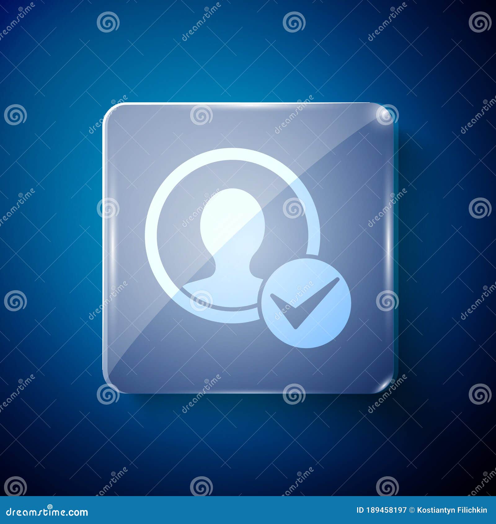 White Create Account Screen Icon Isolated on Blue Background. Square ...