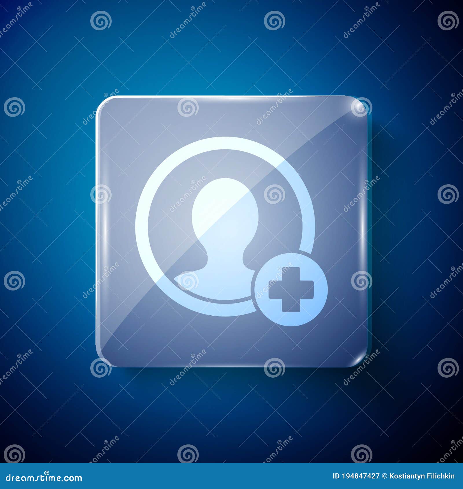 White Create Account Screen Icon Isolated on Blue Background. Square ...