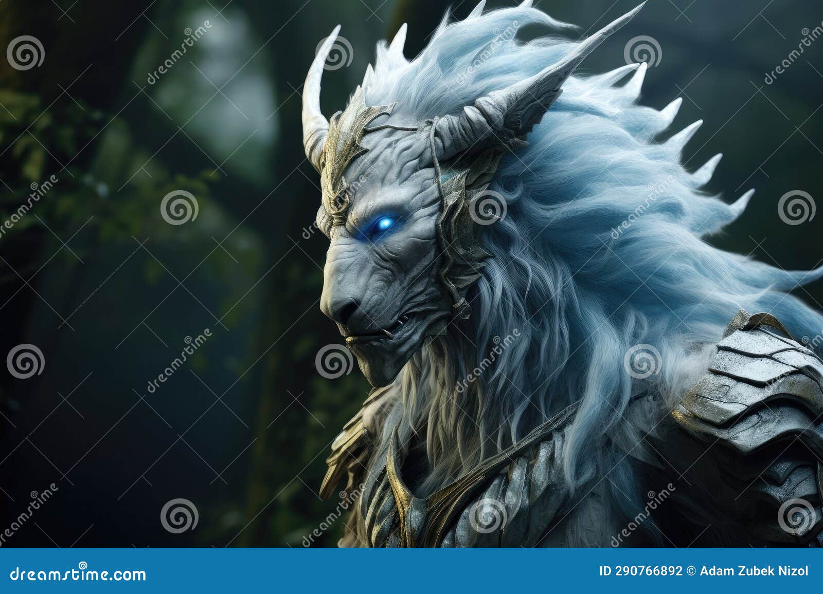 A White Creature with Horns and Blue Eyes Stock Illustration ...