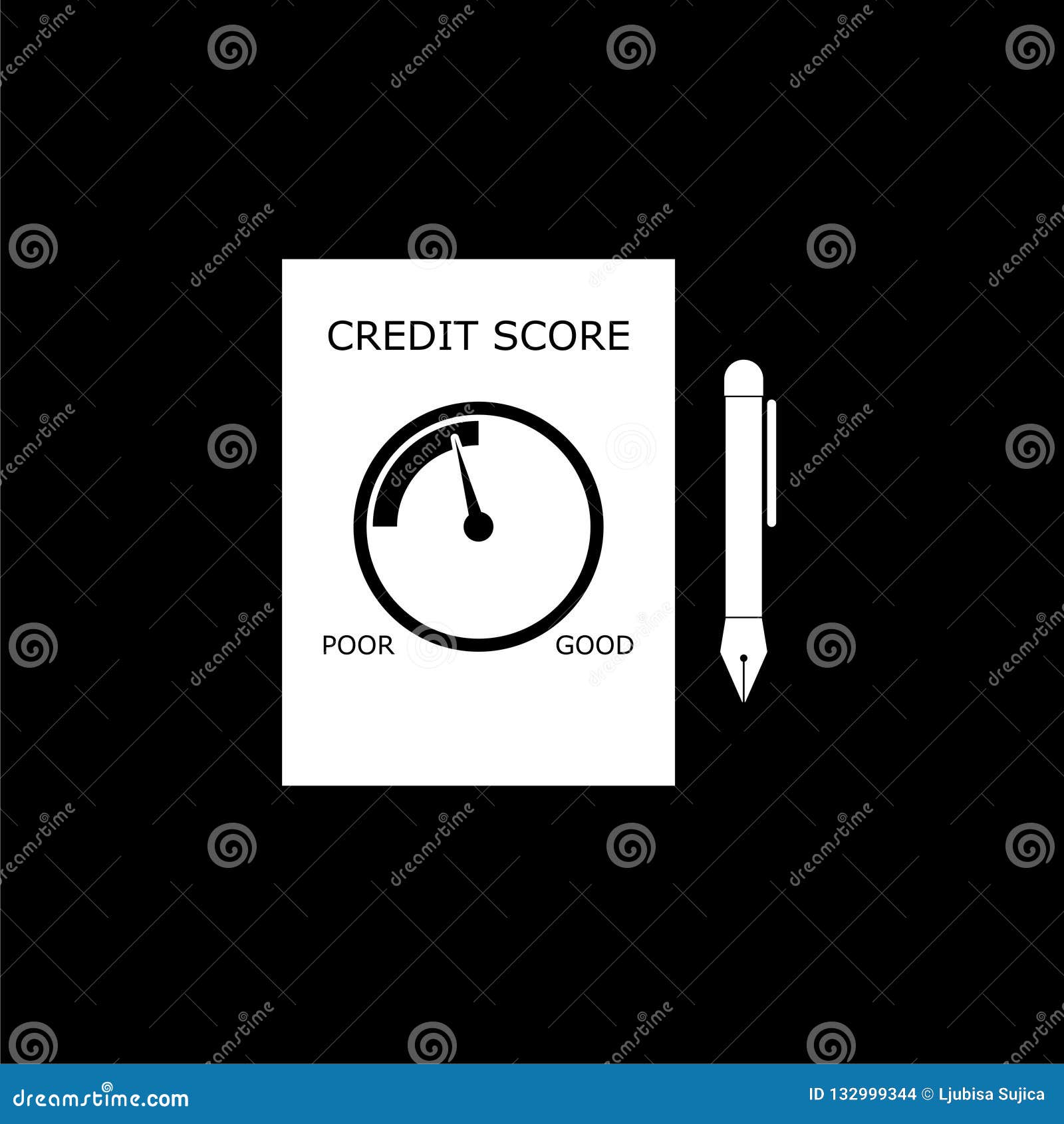 Credit Score Concept Icon or Logo on Dark Background Stock Illustration ...
