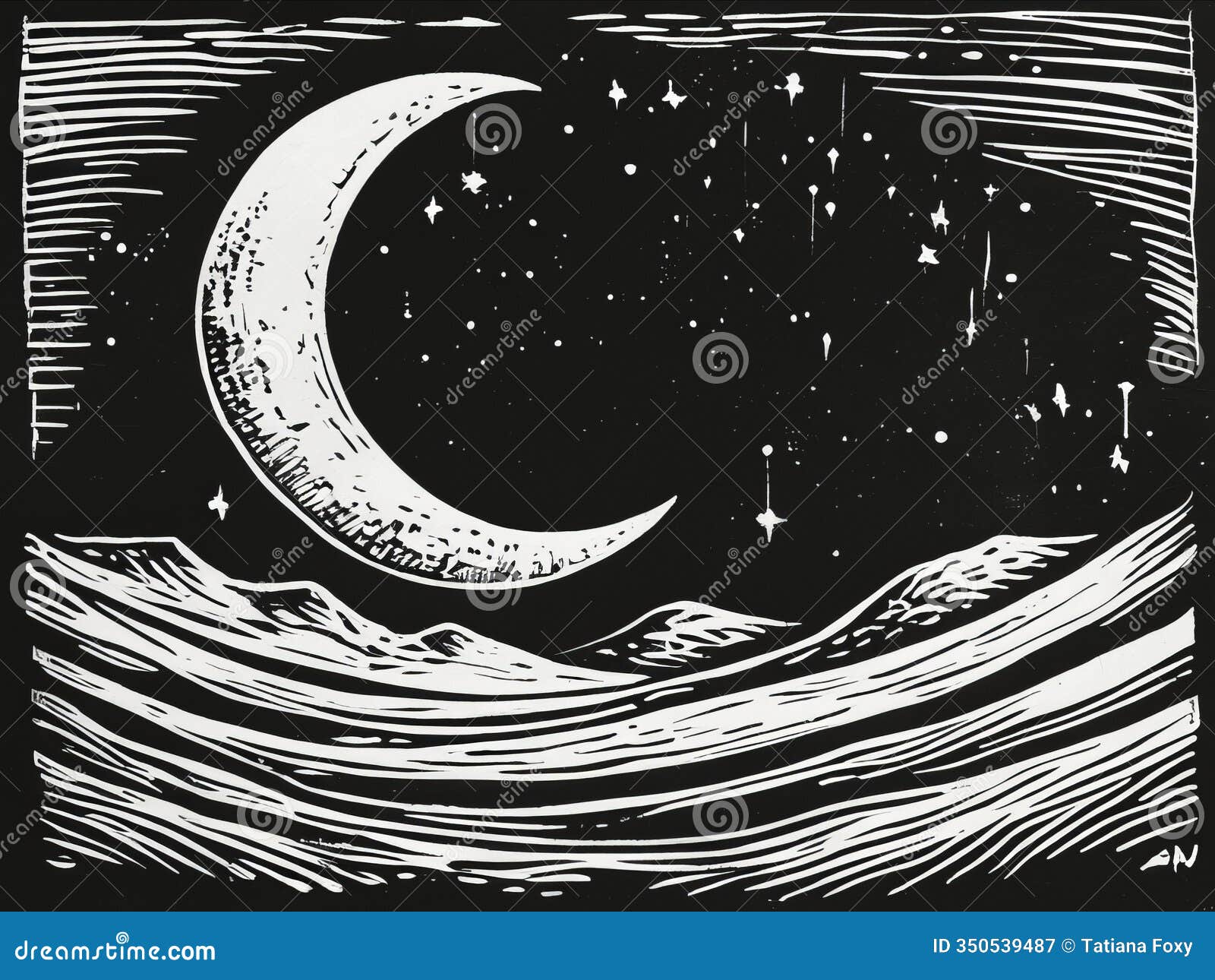 White Crescent Moon Symbol On The Grave Rectangular Granite Slab ...