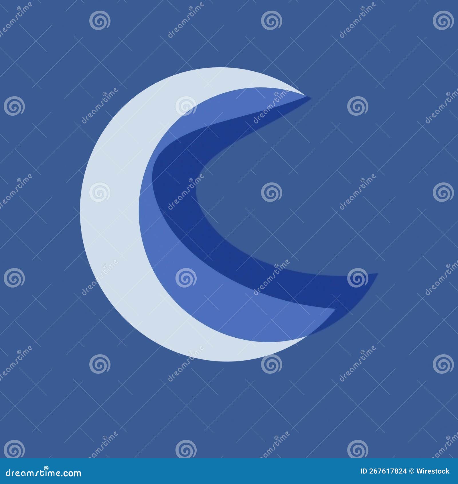 White Crescent Isolated on a Blue Background. Stock Illustration ...