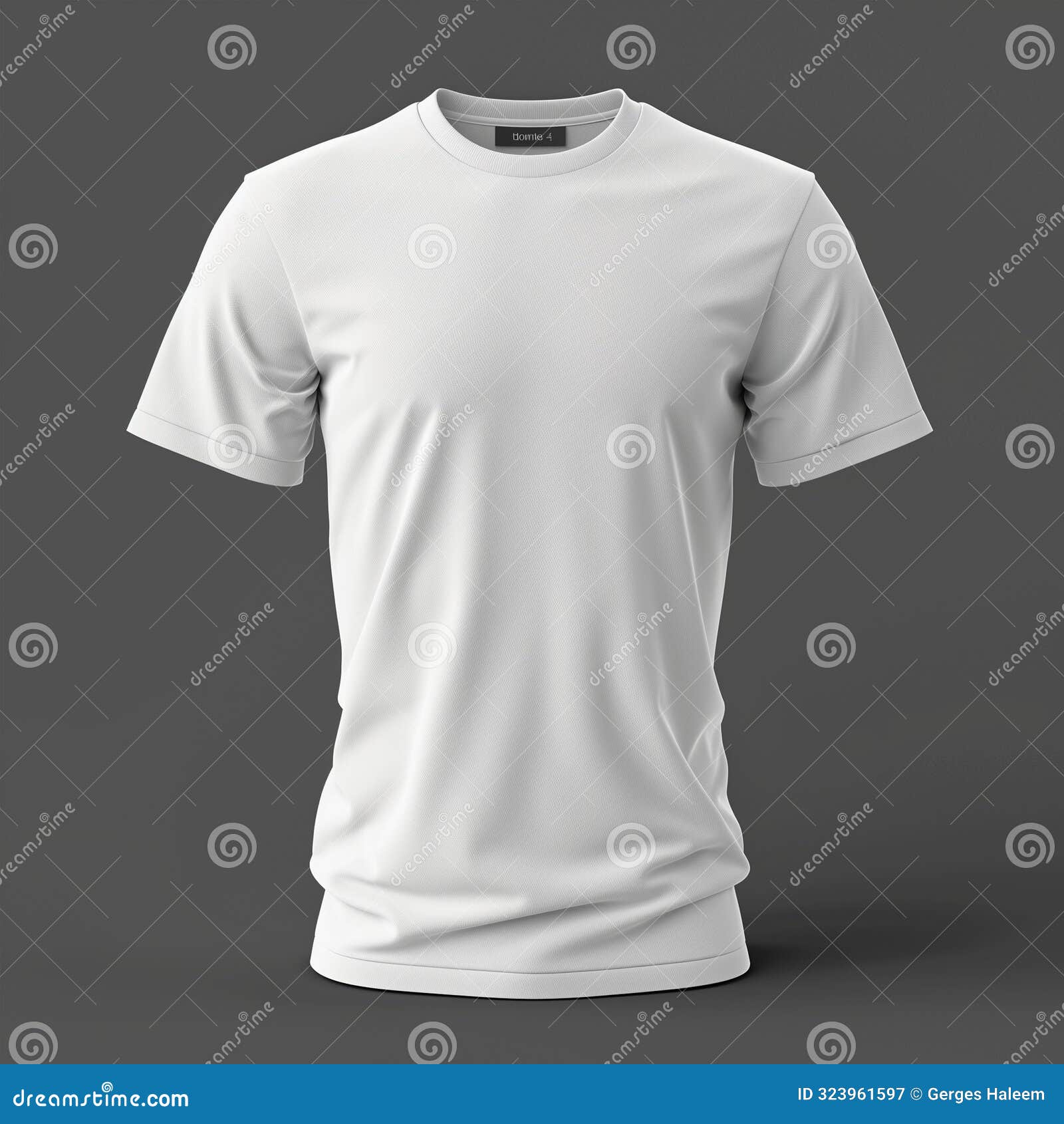 White Crew Neck T-Shirt Mockup Isolated on Grey Background Stock ...