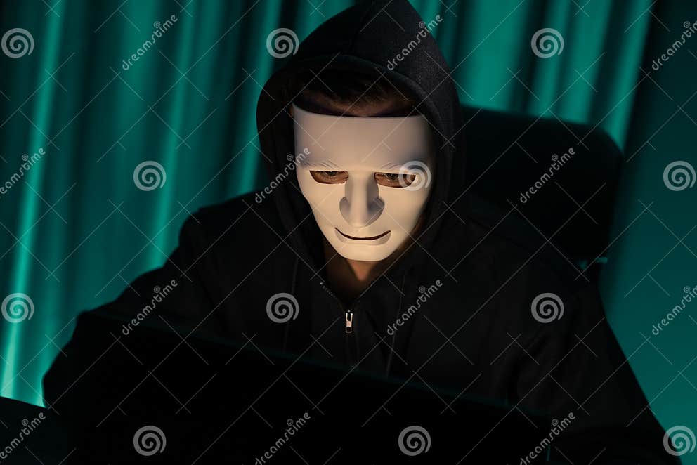 White Criminal Anonymous Mask Installing Coding Password Encryption ...