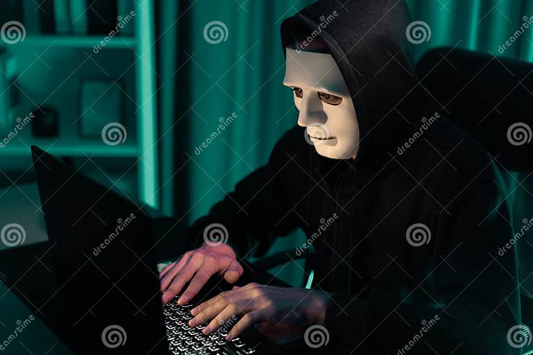 White Criminal Anonymous Mask Installing Coding Password Encryption ...