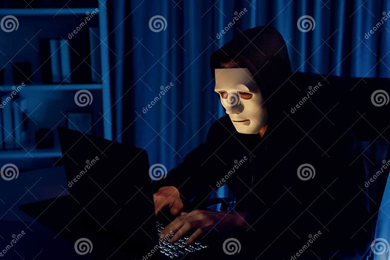 White Criminal Anonymous Mask Installing Coding Password Encryption ...