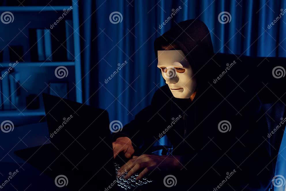 White Criminal Anonymous Mask Installing Coding Password Encryption ...