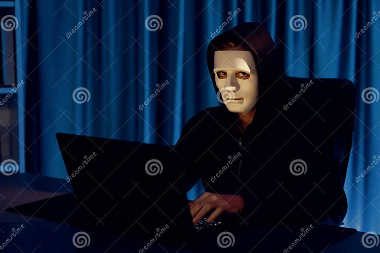 White Criminal Anonymous Mask Installing Coding Password Encryption ...