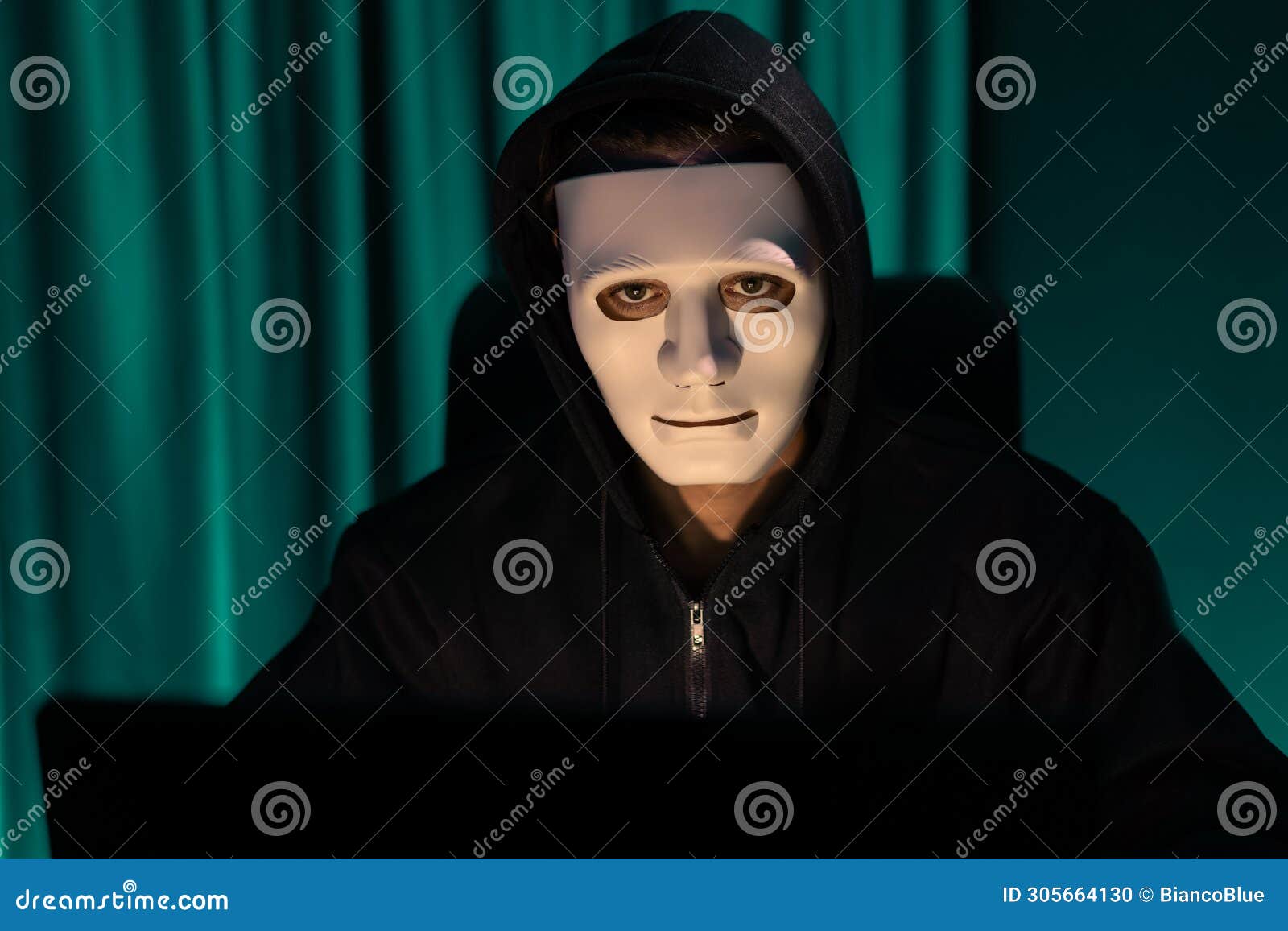 White Criminal Anonymous Mask Installing Coding Password Encryption ...