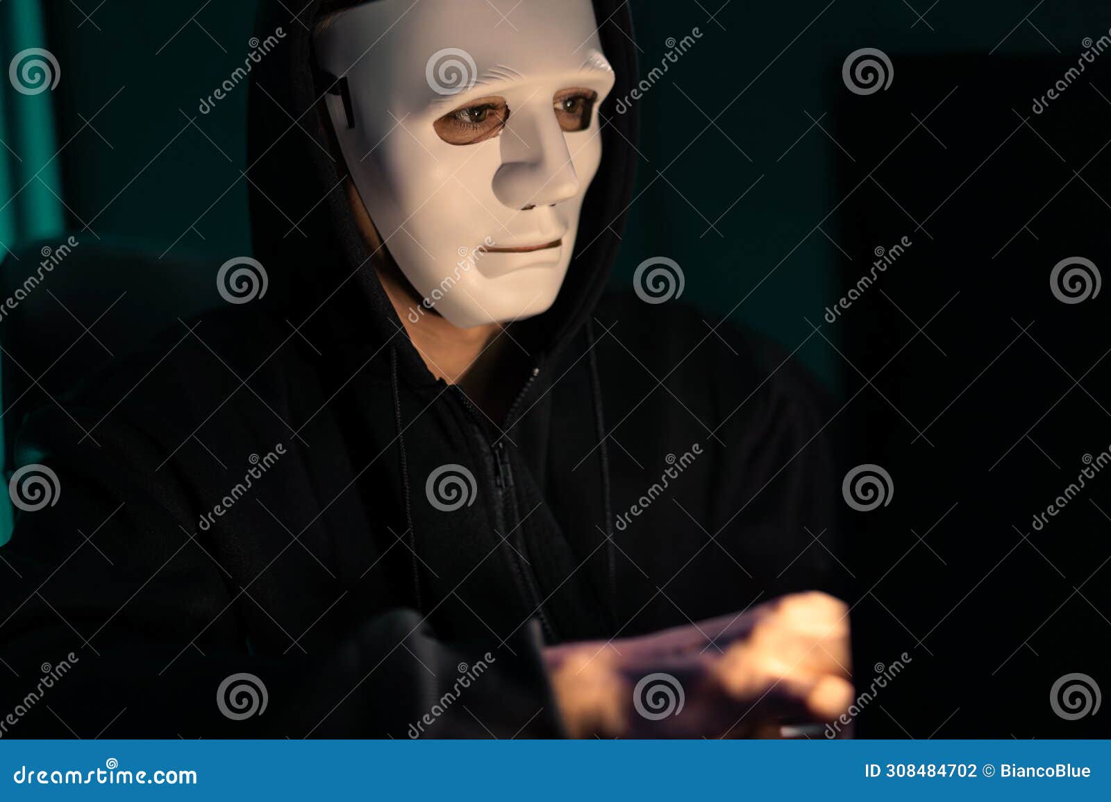 White Criminal Anonymous Mask Installing Coding Password Encryption