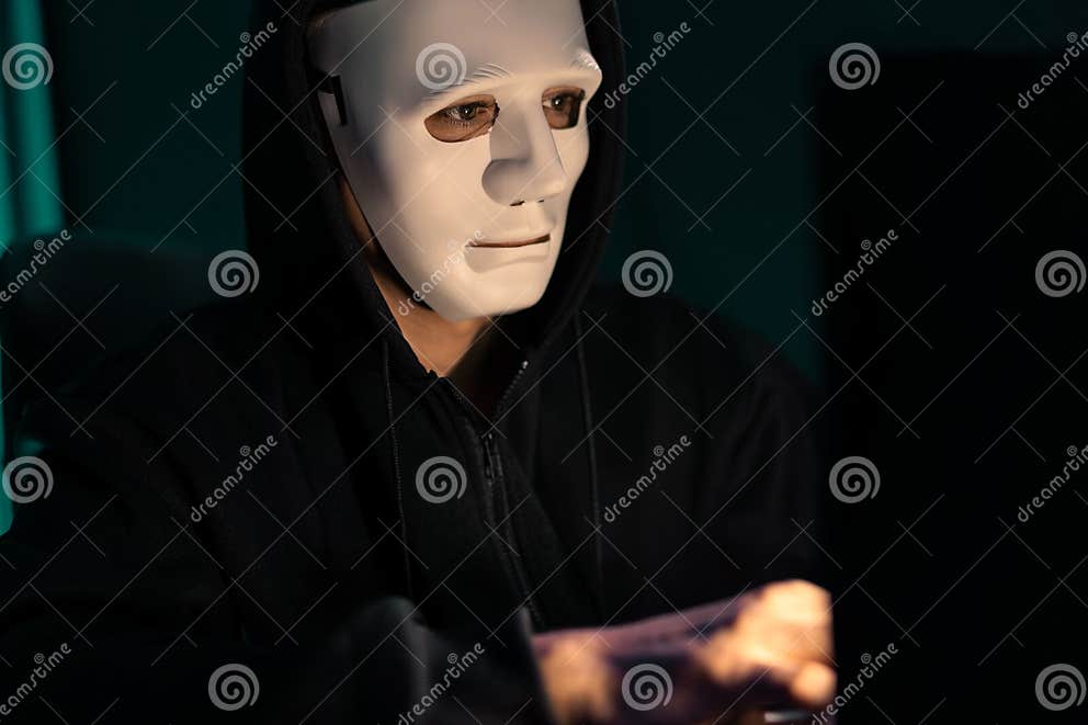 White Criminal Anonymous Mask Installing Coding Password Encryption ...