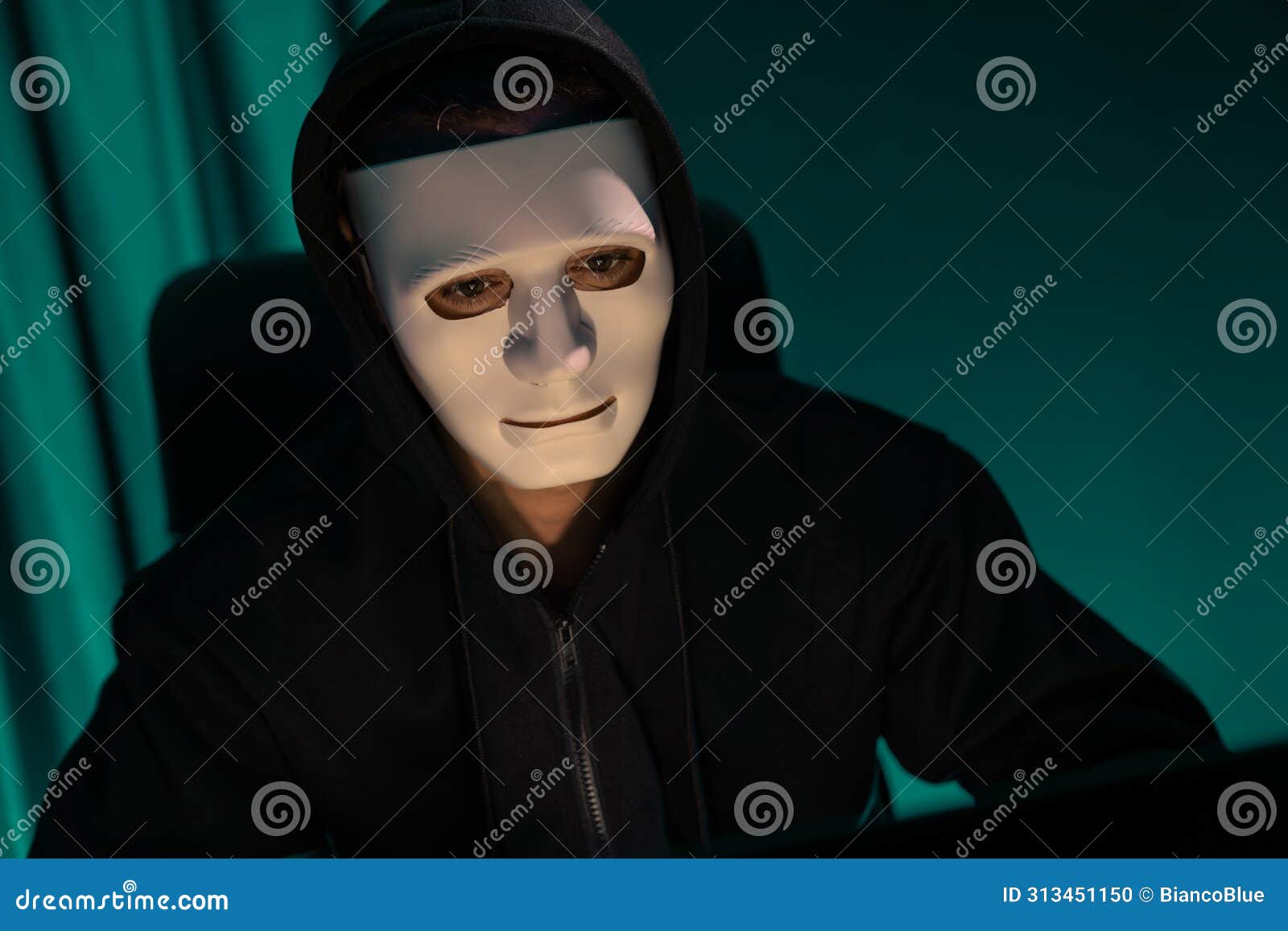 White Criminal Anonymous Mask Installing Coding Password Encryption