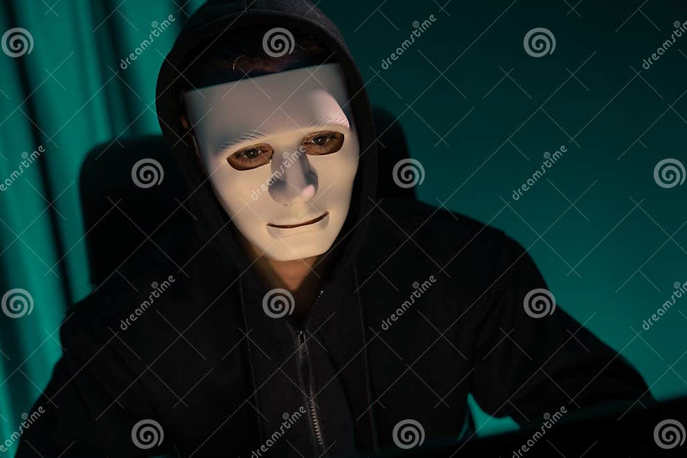 White Criminal Anonymous Mask Installing Coding Password Encryption ...