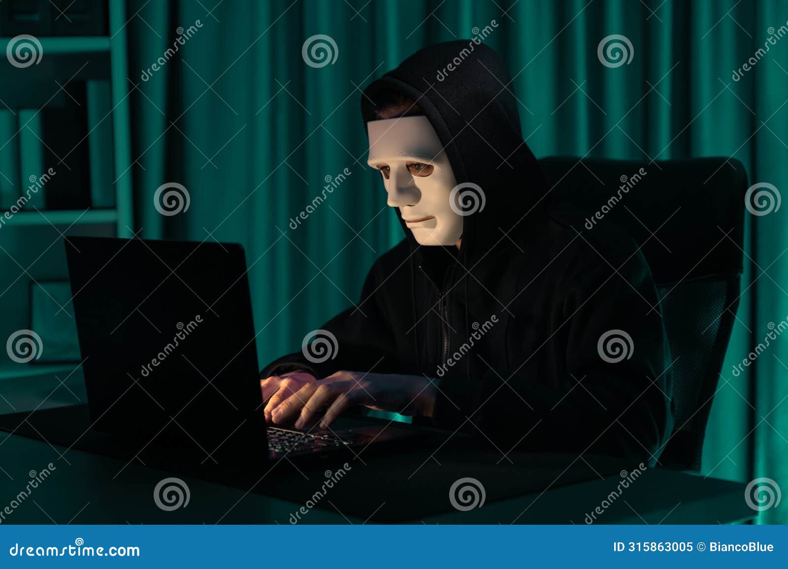 White Criminal Anonymous Mask Installing Coding Password Encryption