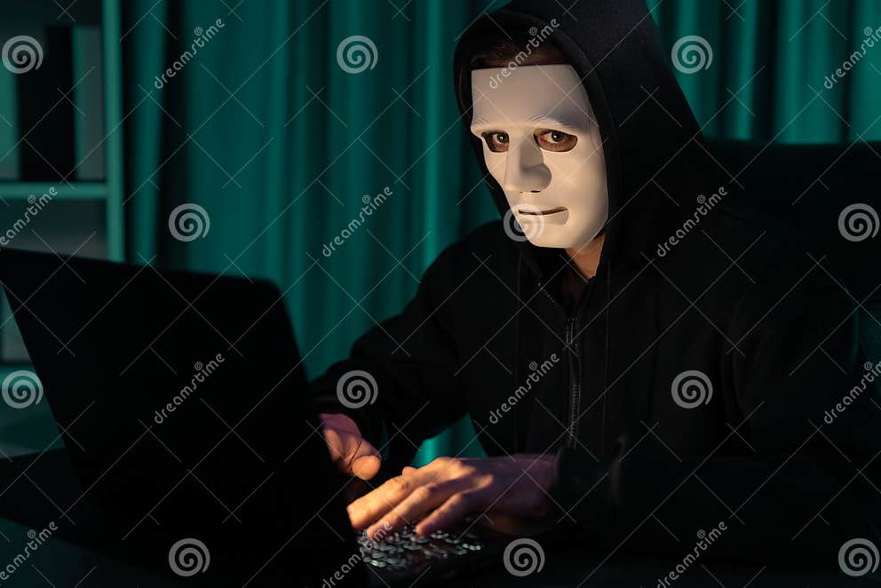 White Criminal Anonymous Mask Installing Coding Password Encryption ...