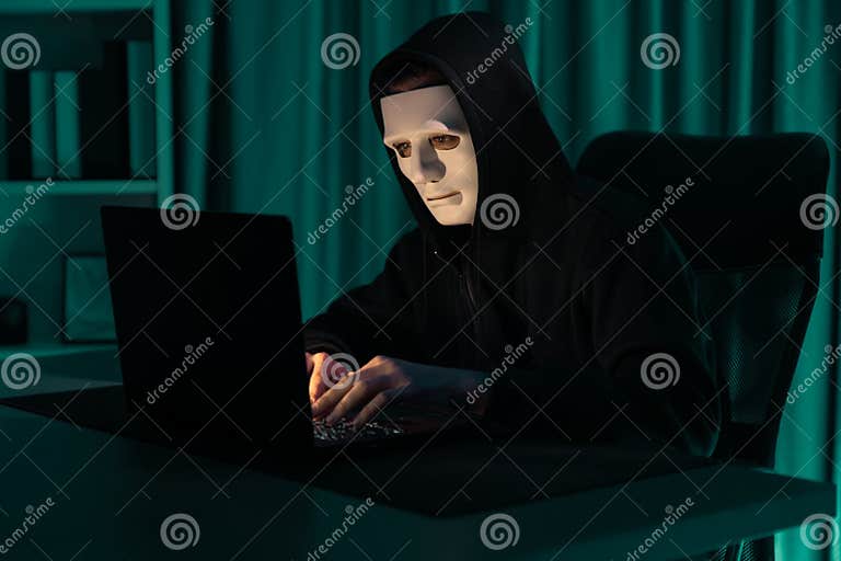 White Criminal Anonymous Mask Installing Coding Password Encryption ...