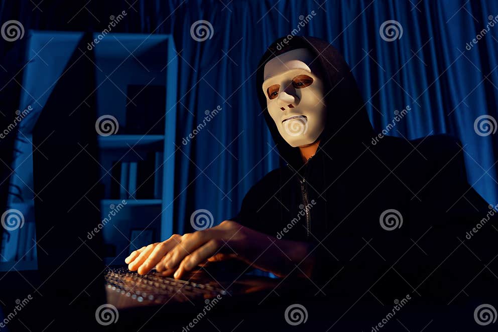 White Criminal Anonymous Mask Installing Coding Password Encryption ...