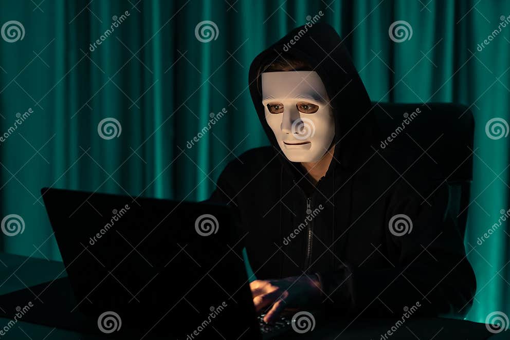 White Criminal Anonymous Mask Installing Coding Password Encryption ...