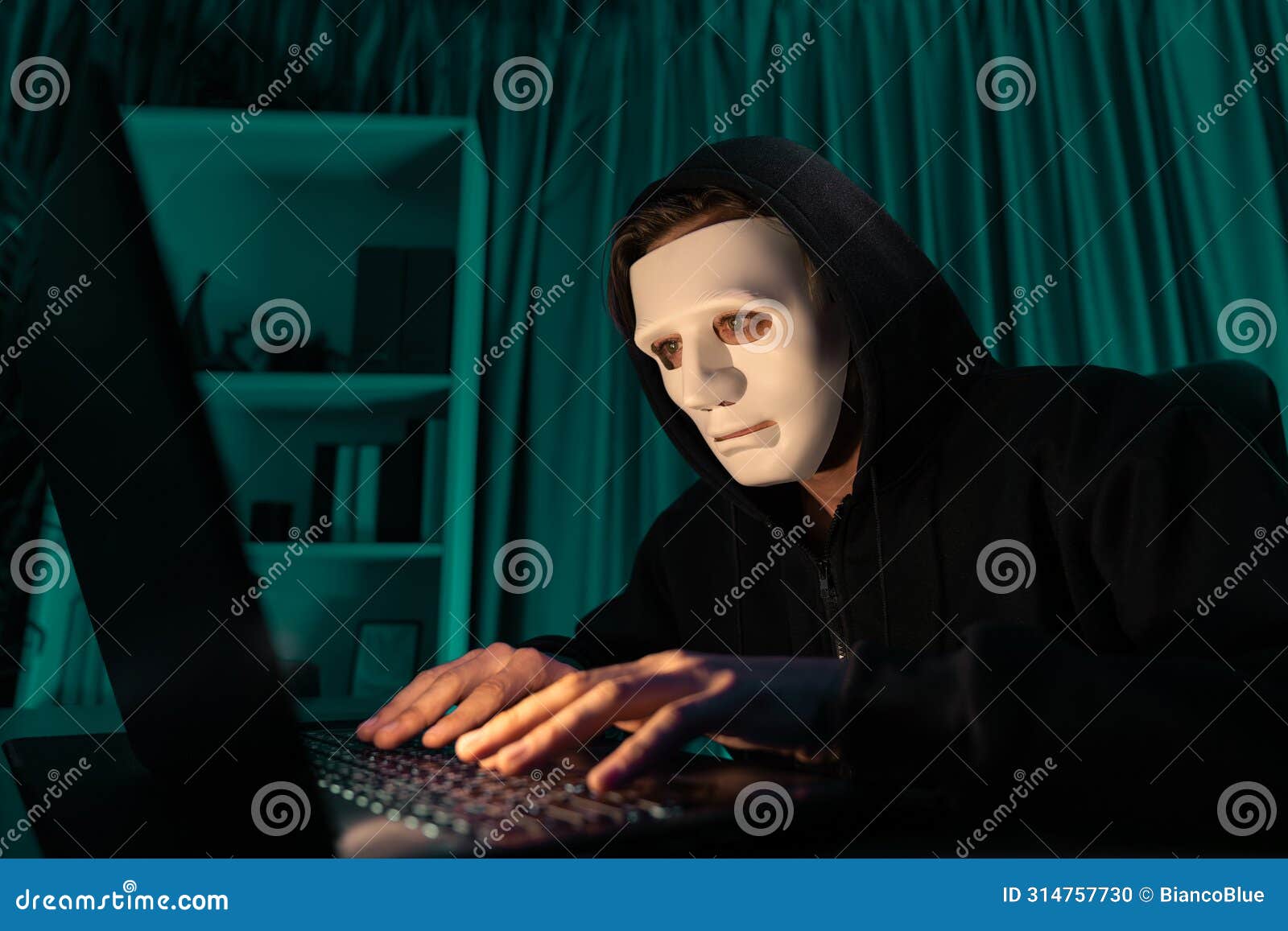 White Criminal Anonymous Mask Installing Coding Password Encryption ...