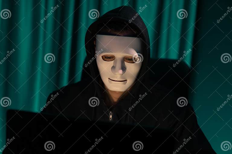 White Criminal Anonymous Mask Installing Coding Password Encryption ...