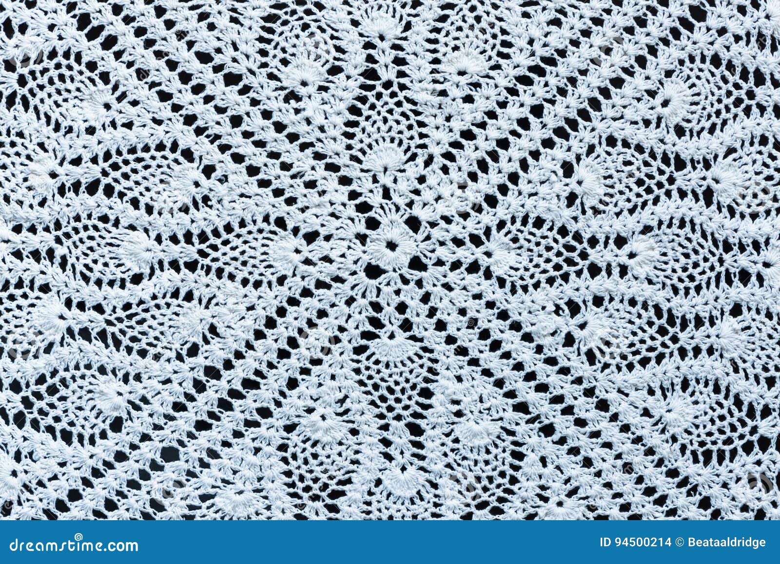 White Crochet Fabric on Black Background Stock Photo - Image of ...