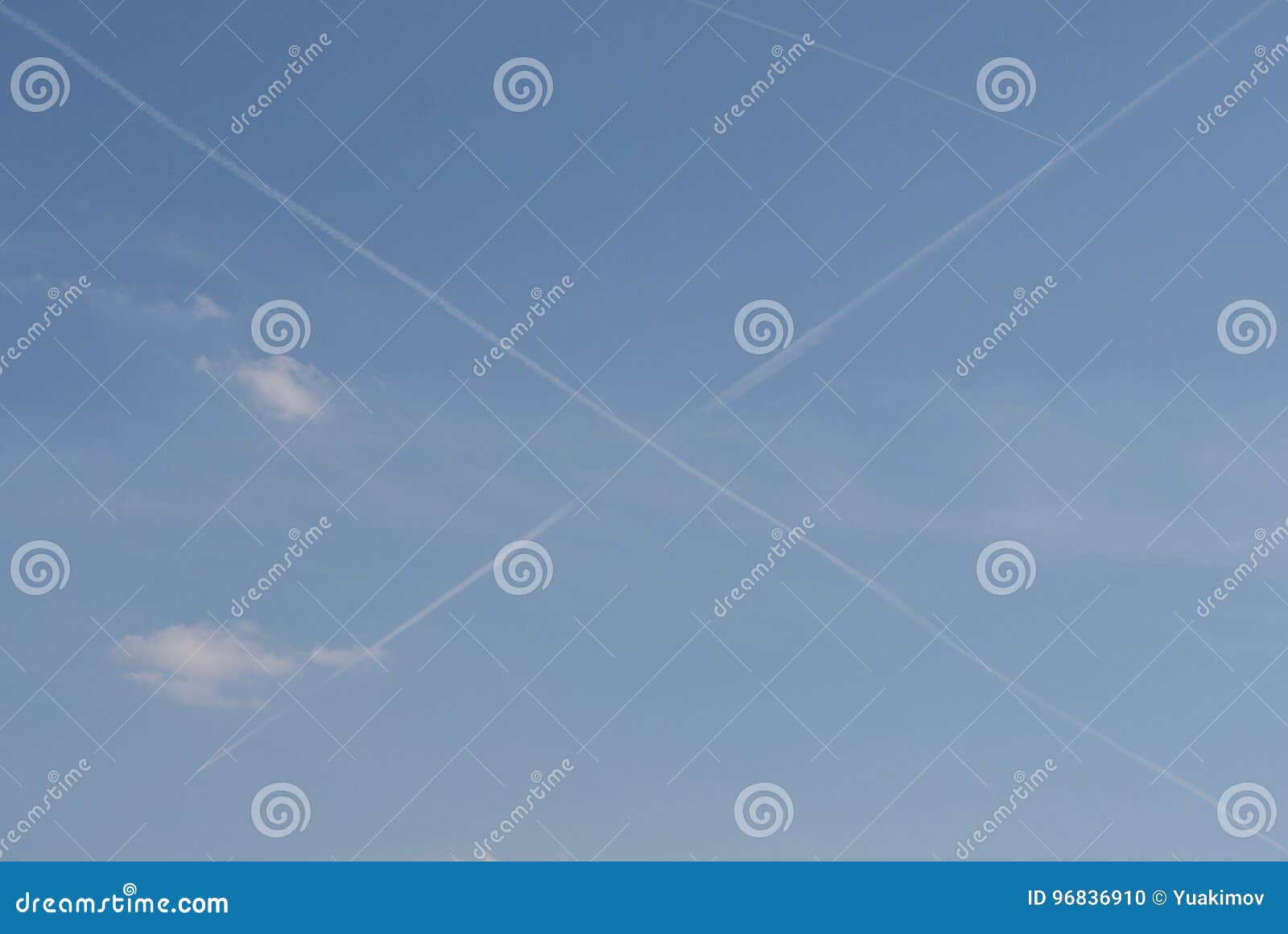 White Cross Lines on Blue Sky Stock Photo - Image of trace, mark: 96836910
