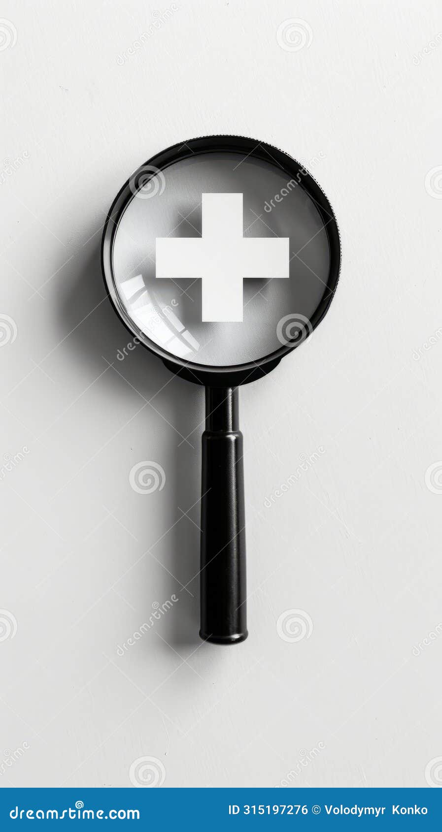 White Cross Magnifying Glass for Close-up Examination and Analysis ...