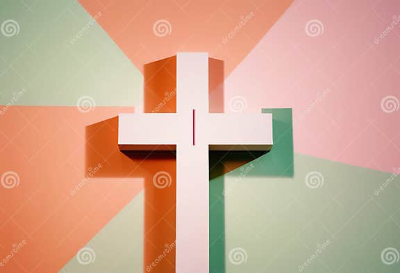 A White Cross on a Pink and Orange Gradient Background Stock ...