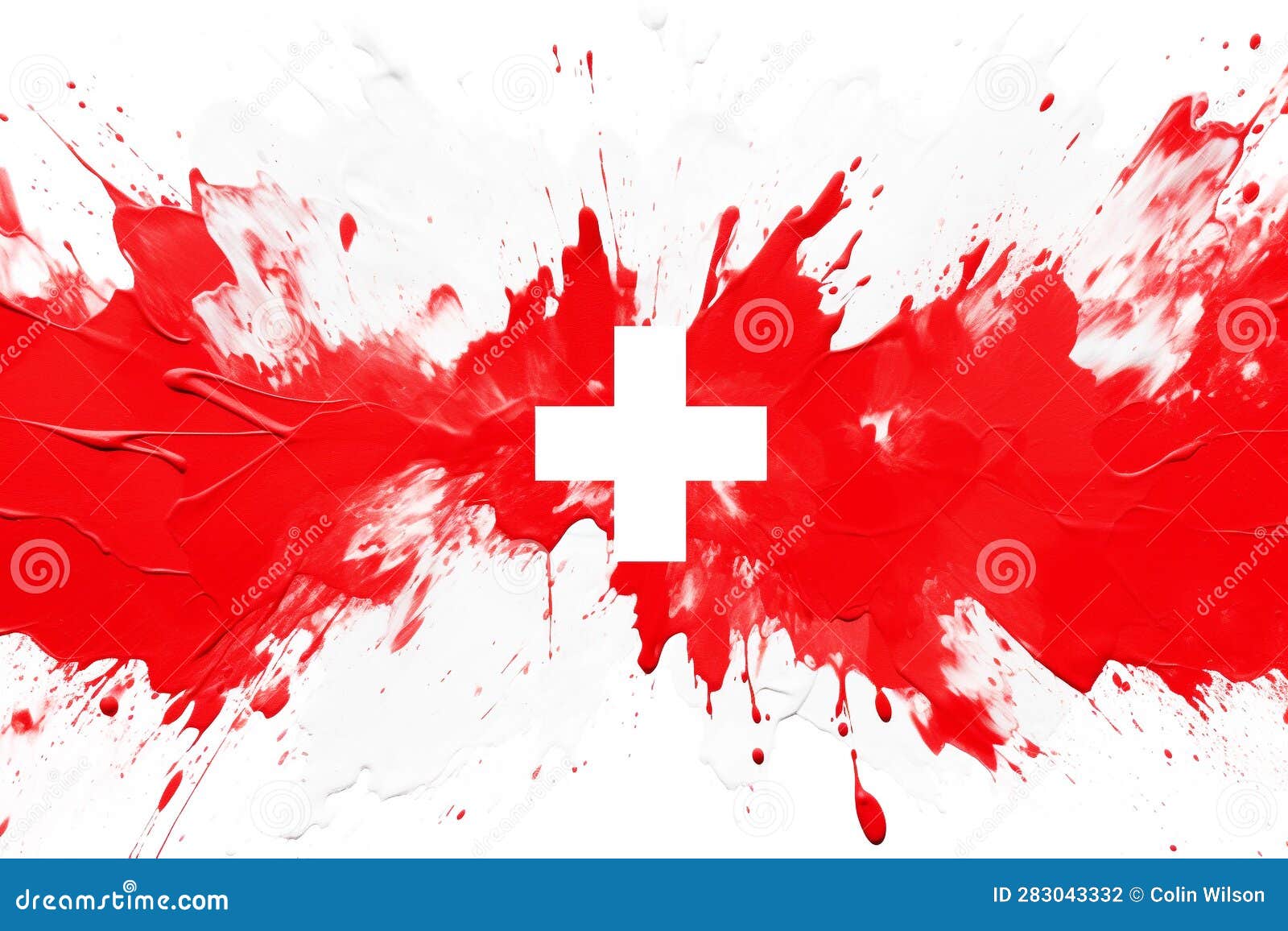 White Cross on Red Paint Splashes Stock Illustration - Illustration of ...