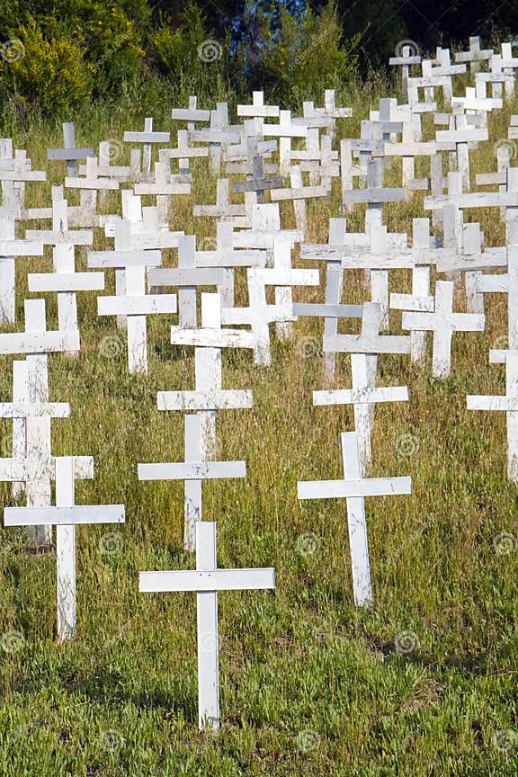 White Crosses on a Hillside Stock Image - Image of killed, states: 14115697