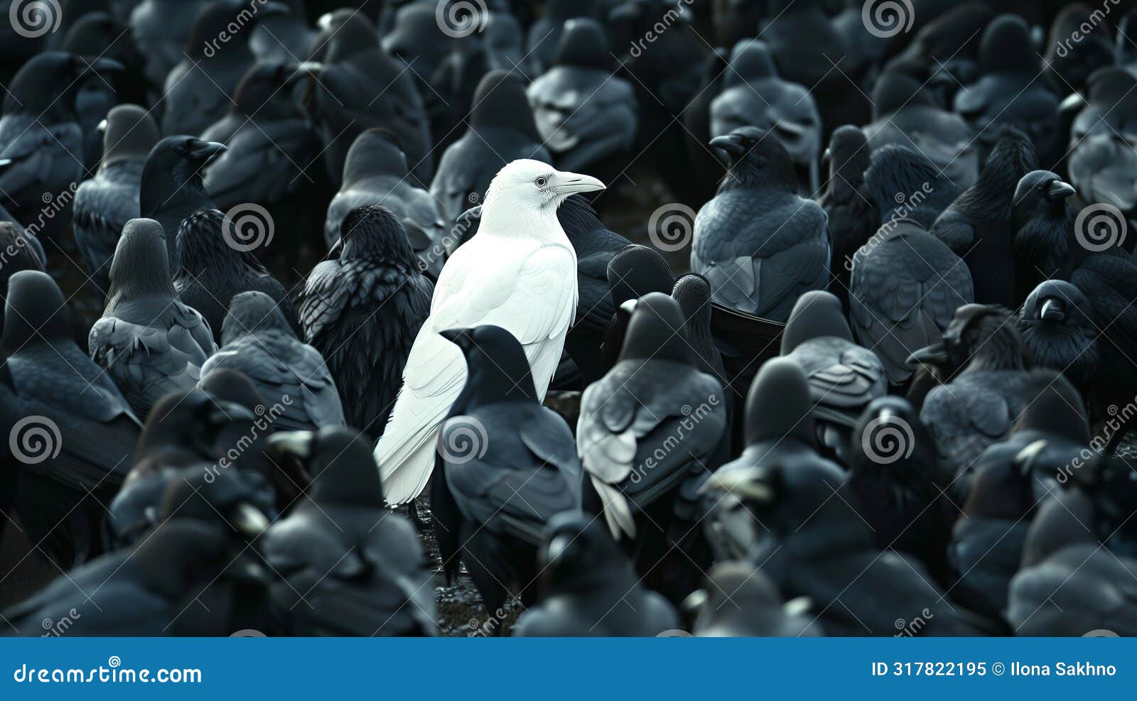 White Crow among Black Crows Stock Illustration - Illustration of ...