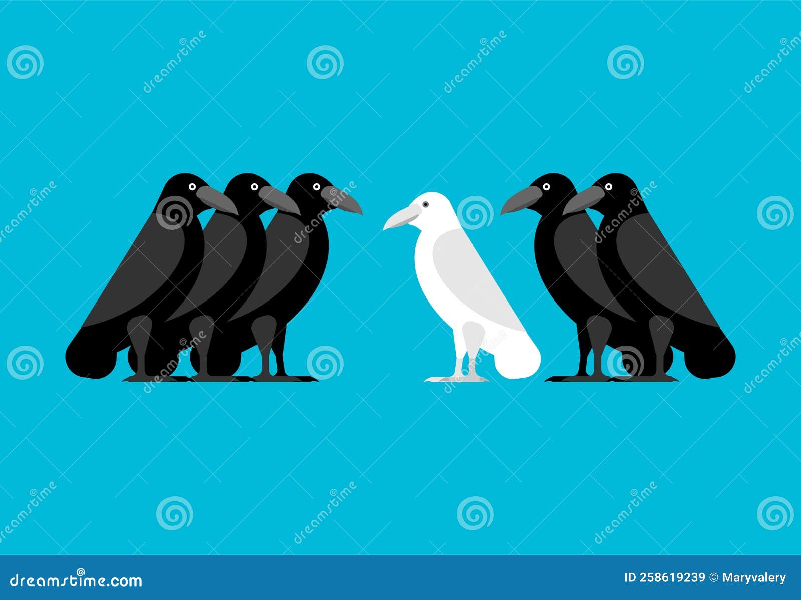 White Crow among Black Crows. Vector Illustration Stock Vector ...