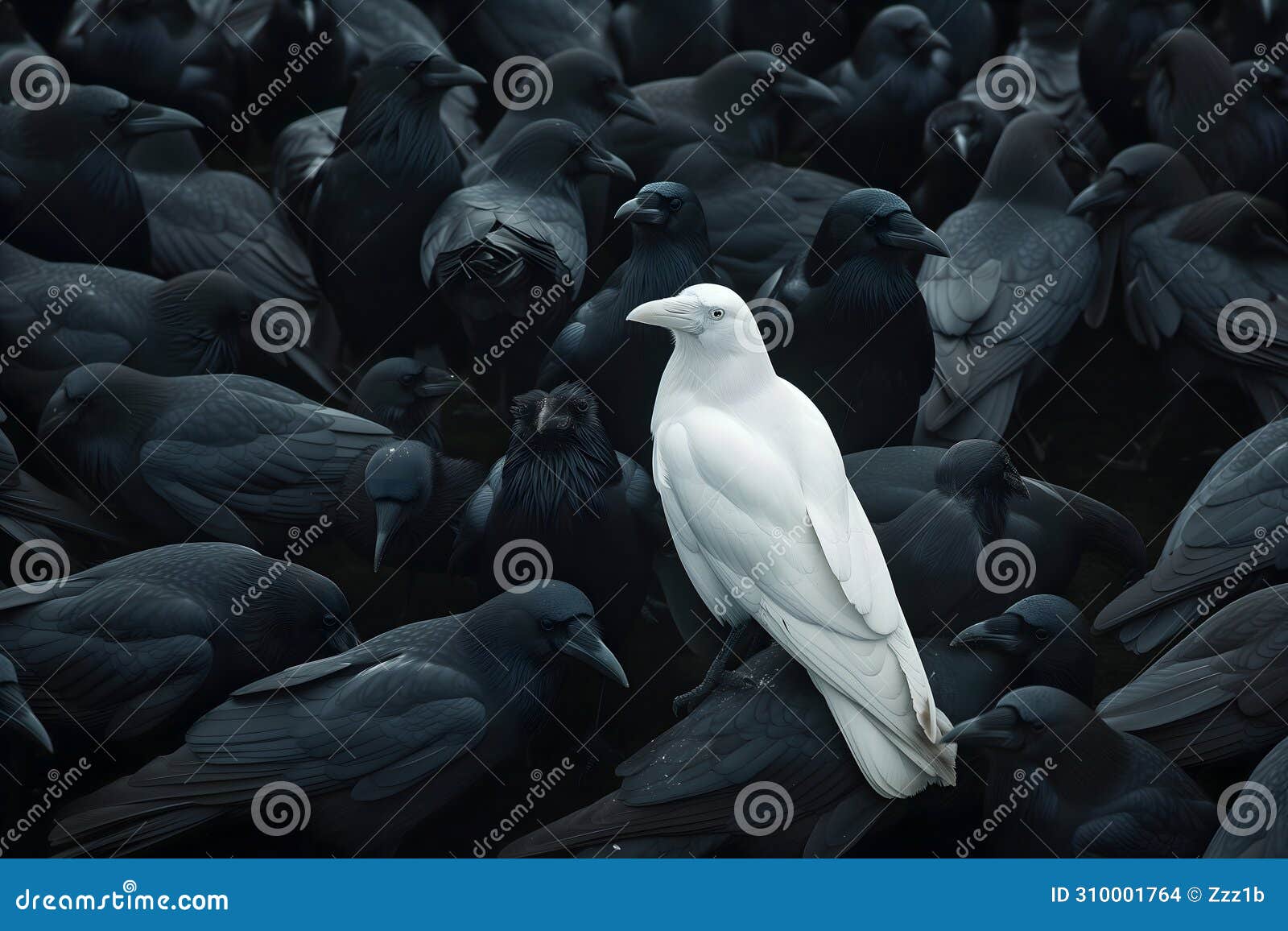 A White Crow among Many Black Crows Stock Photo - Image of diversity ...