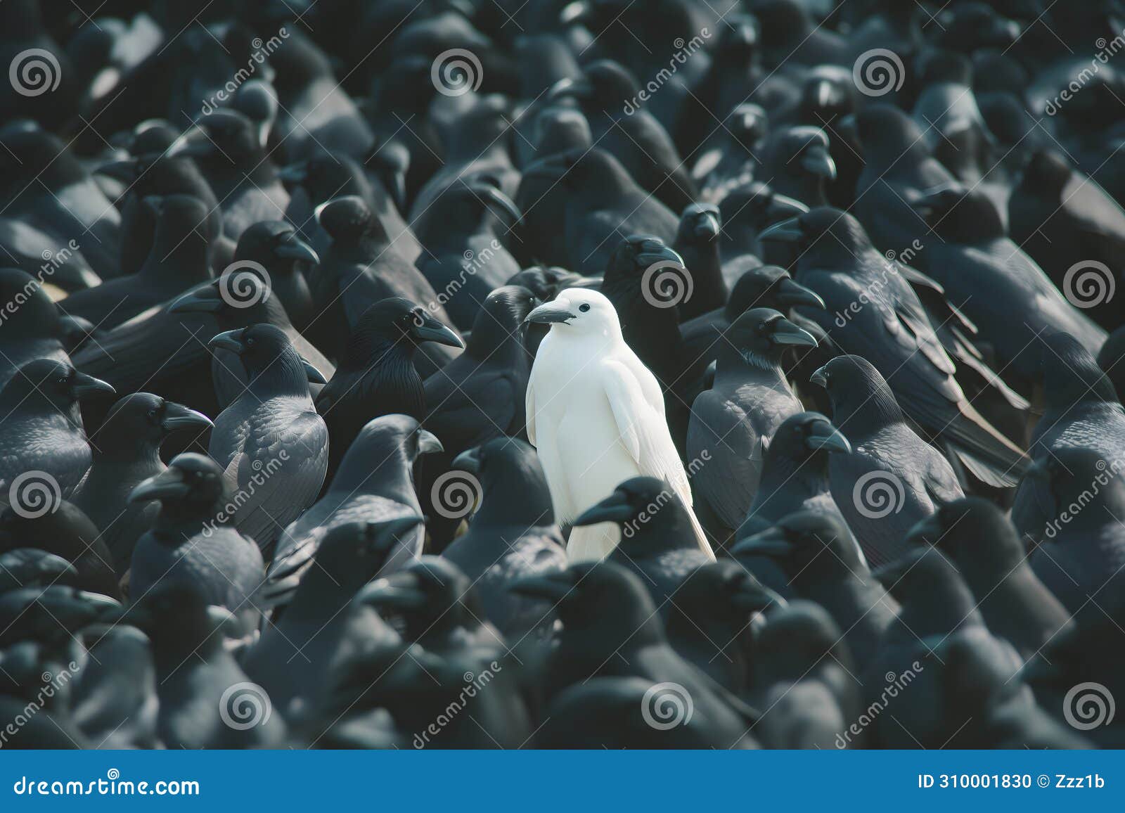 A White Crow among Many Black Crows Stock Photo - Image of spottable ...