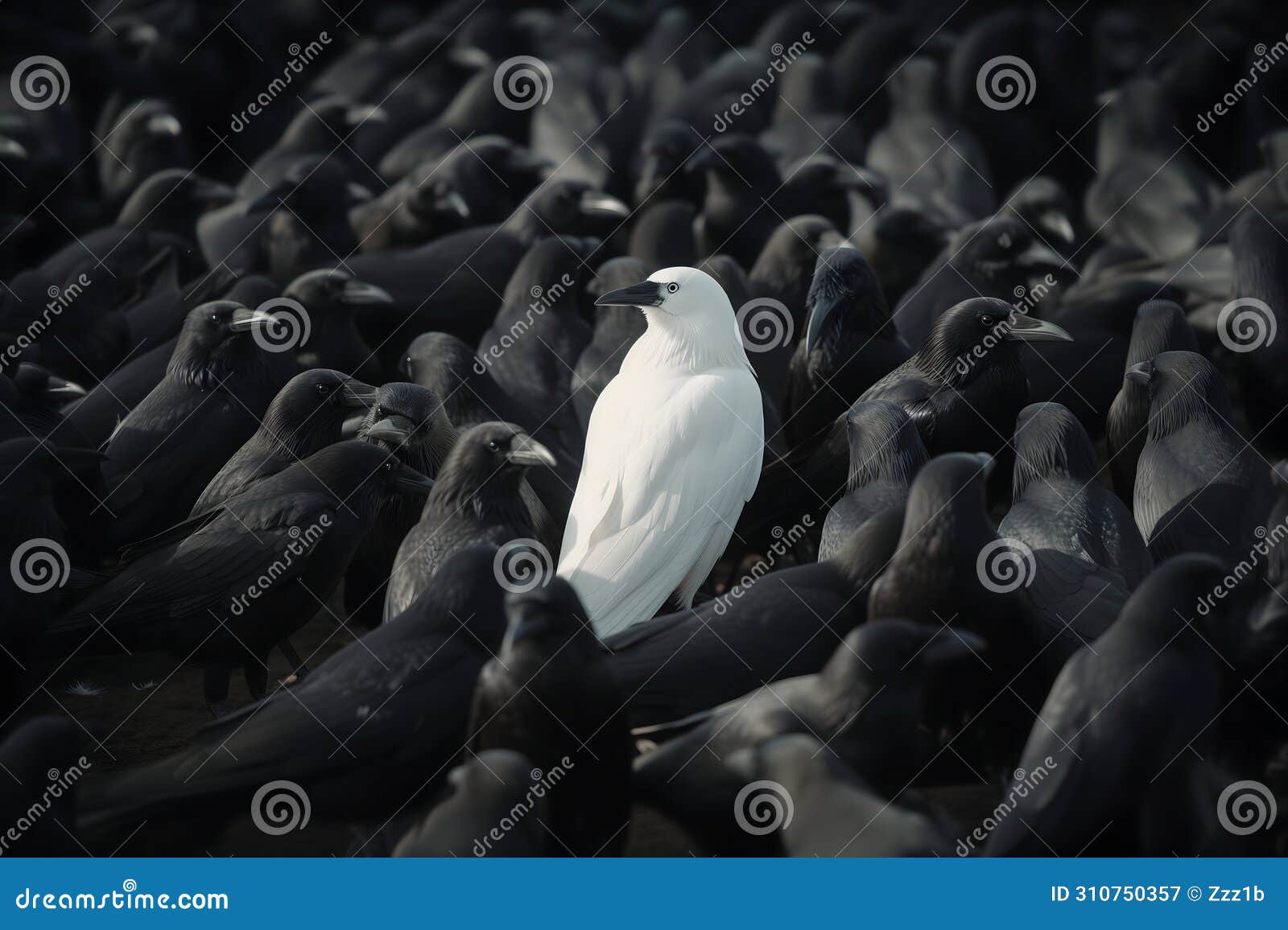 A White Crow among Many Black Crows Stock Image - Image of partner ...